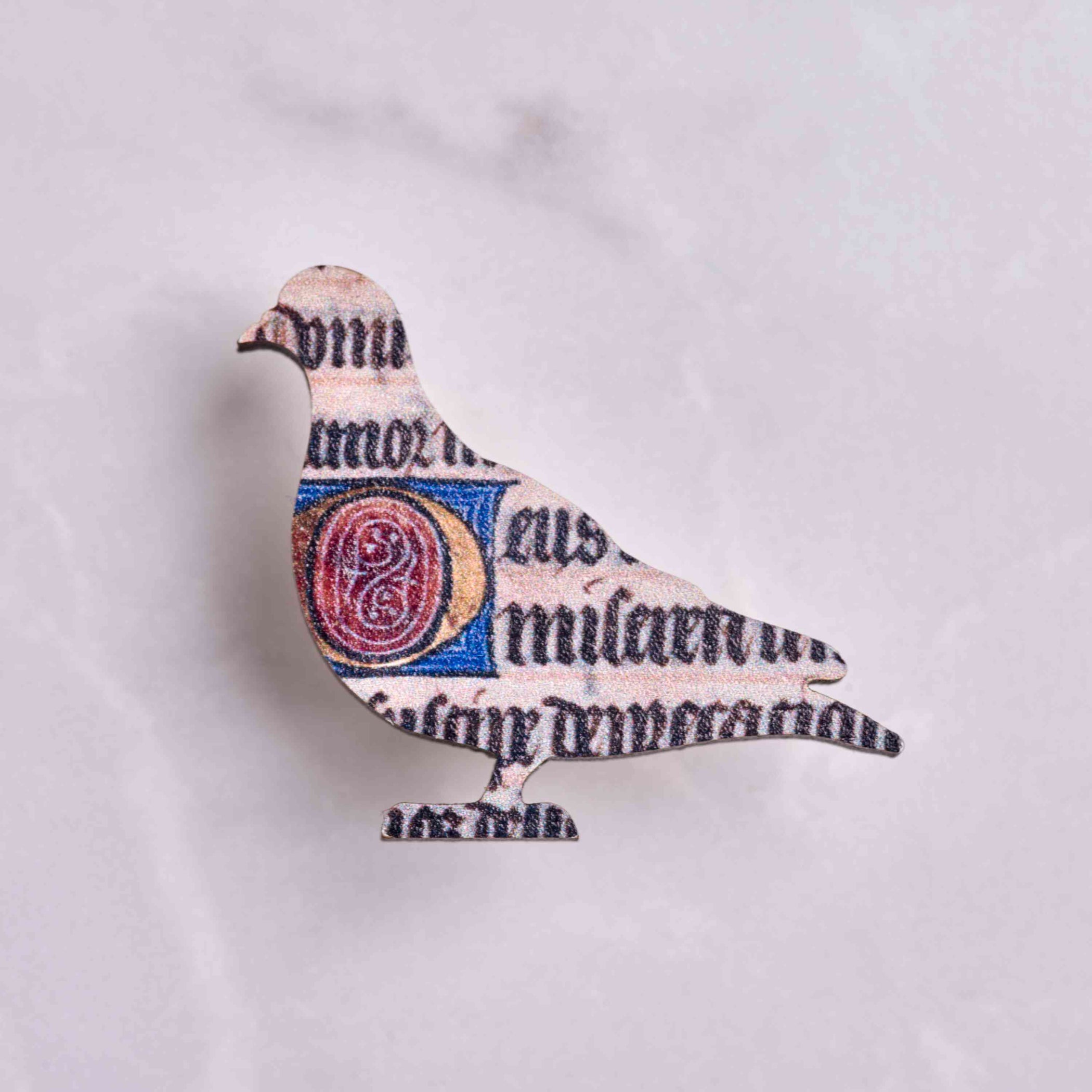 Pigeon maple wood pin Medieval Manuscript design – London Museum