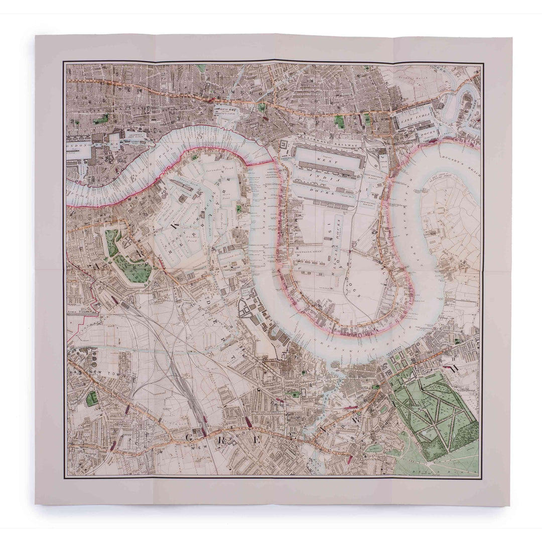 The Environs of the Isle of Dogs Cloth Map Print 1905 – London Museum