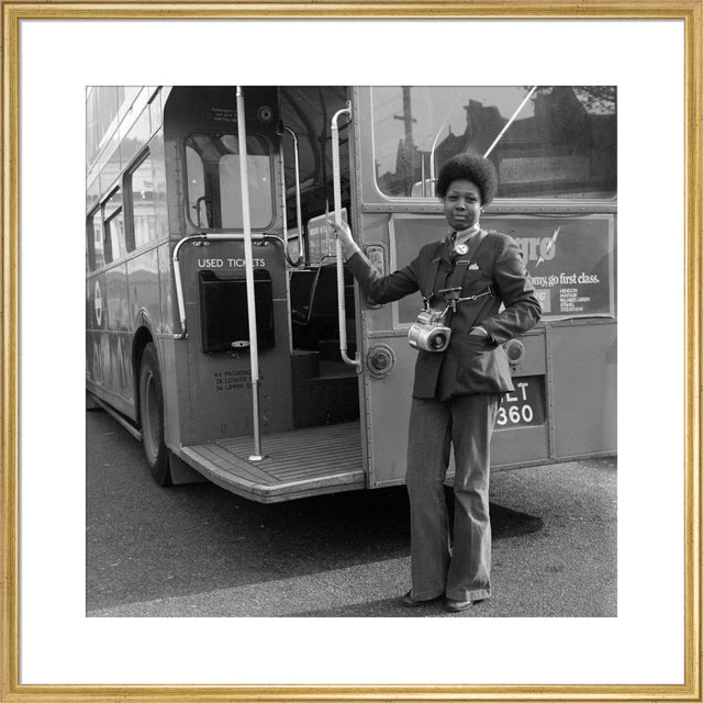 Female bus conductor pictured in March 1975 – London Museum